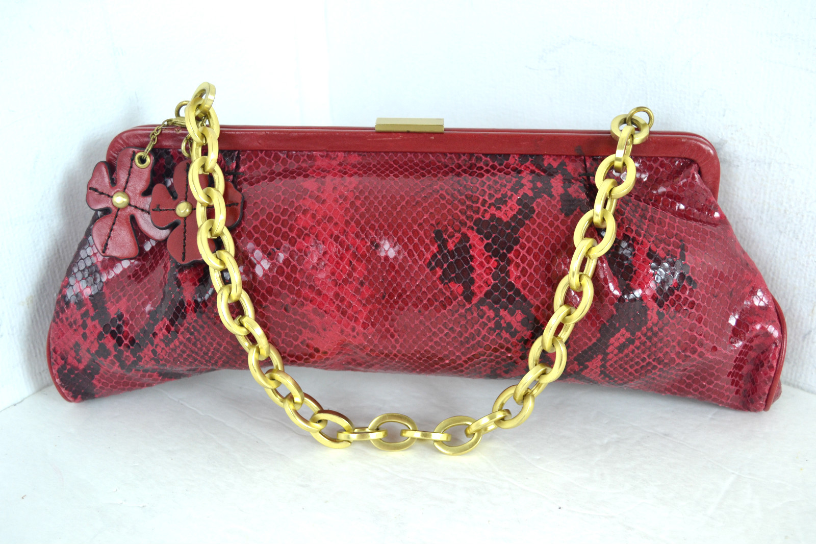 ADRIENNE VITTADINI RED GENUINE SNAKE SKIN PRINT LEATH… - Gem