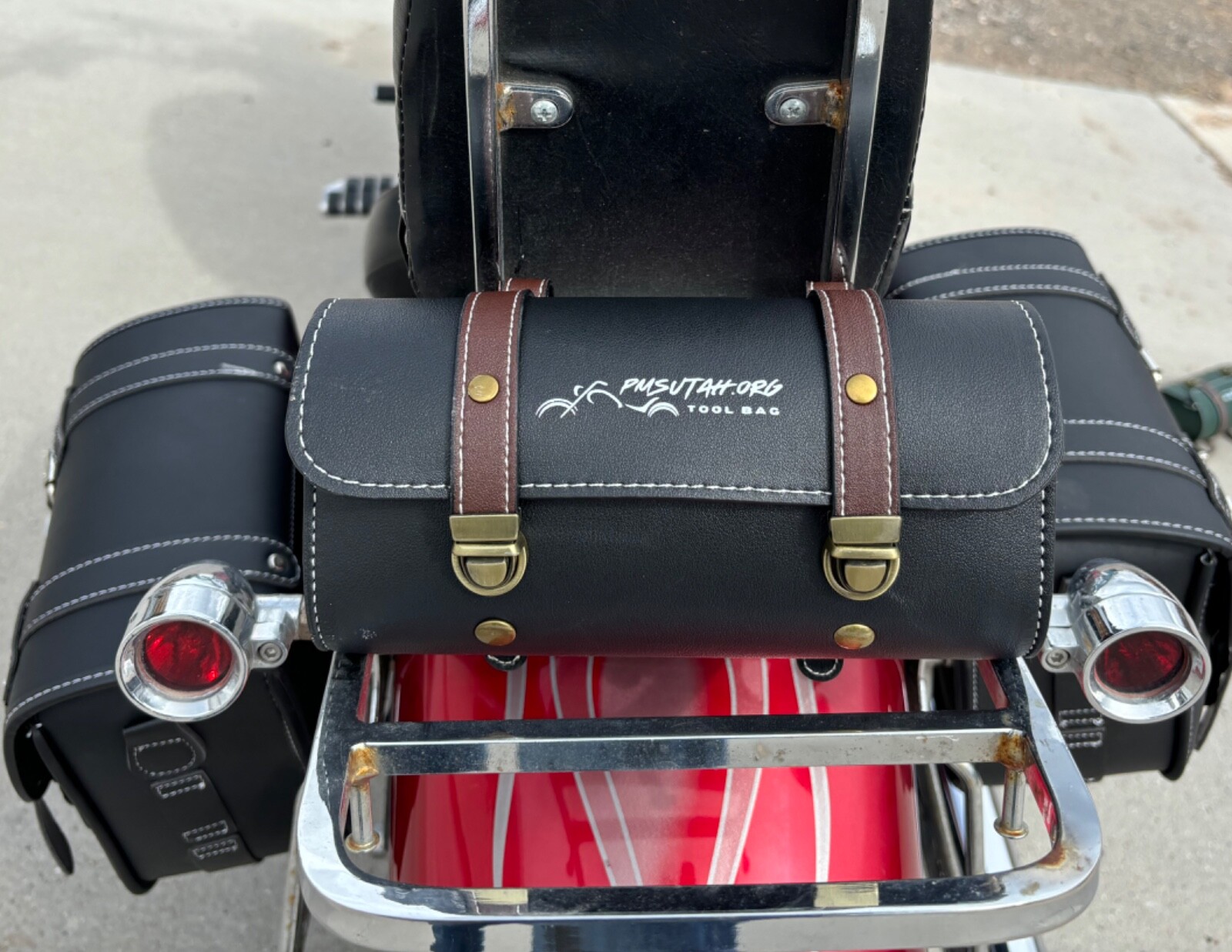 Leather Motorcycle Saddle Bag First Aid Tool Kit Holder Pouch Storage ...