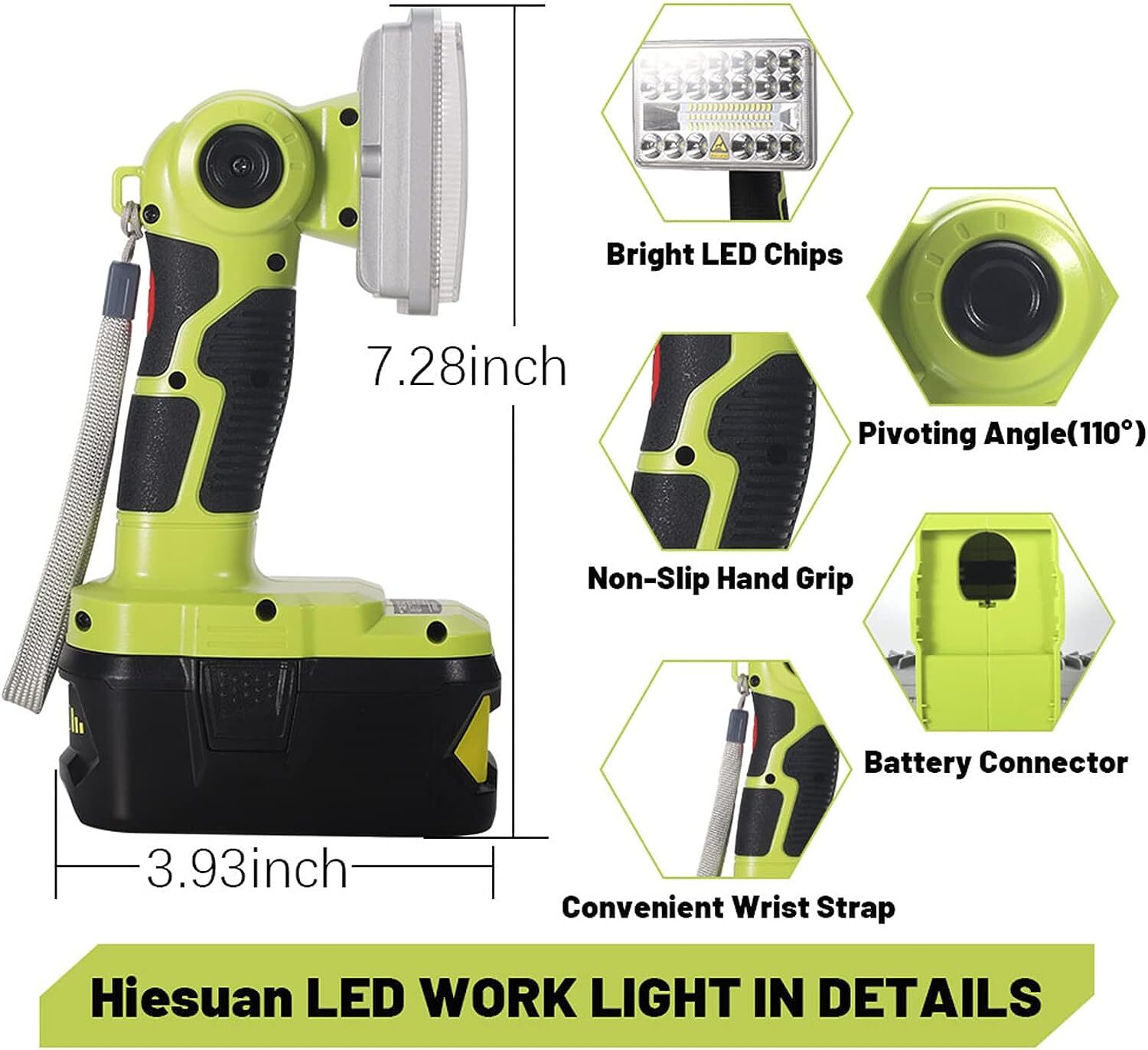 18W 2000LM Cordless LED Work Light for Ryobi 18V ONE + Li-ion NiCd NiMh ...