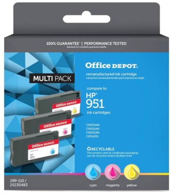 Office Depot HP 950XL /951 Black Cyan Magenta Yellow Ink Cartridges 902 ...