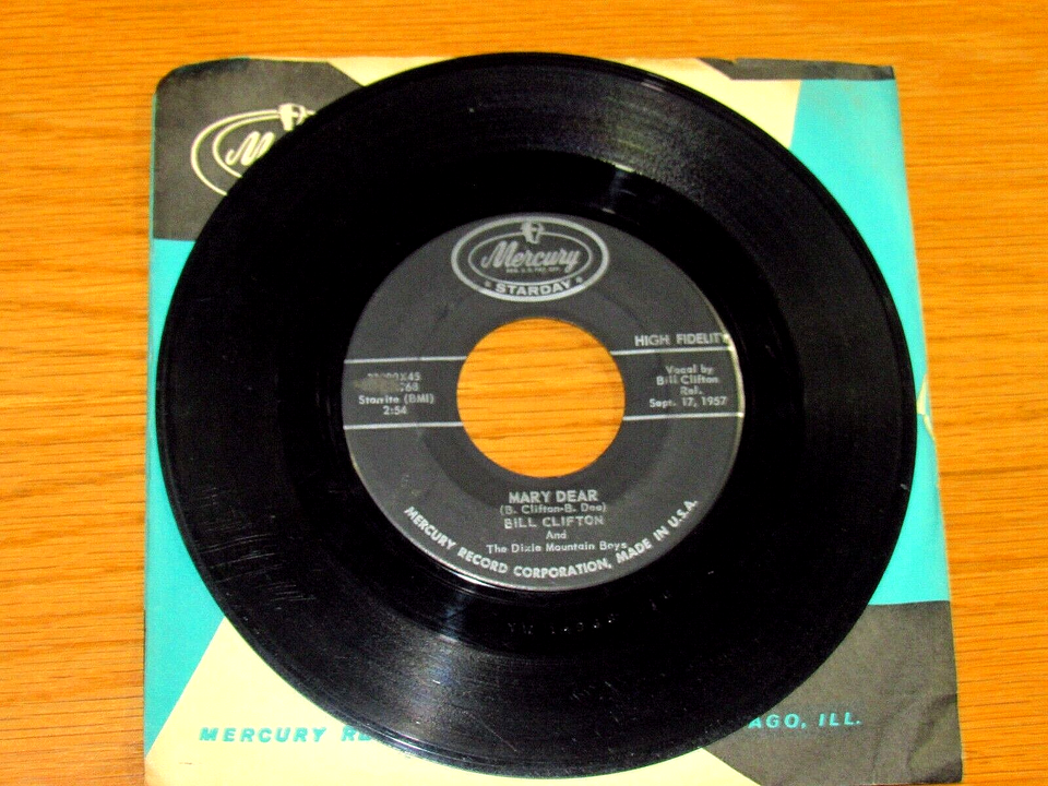 BLUEGRASS 45 RPM - BILL CLIFTON - MERCURY 71200 - "LONELY HEART BLUES ...
