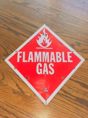 Vintage Metal Hazmat Placard Hazard Sign Flammable Gas garage wall art ...
