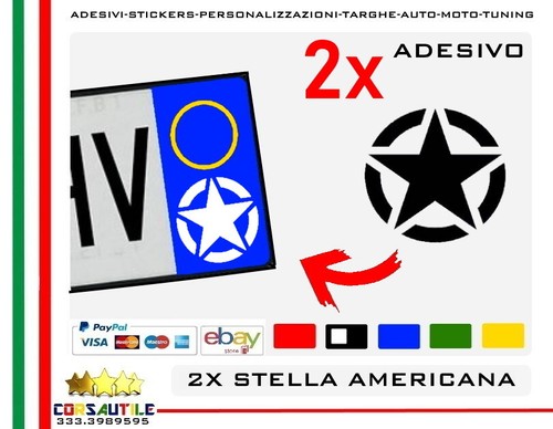 ADESIVO STELLA AMERICANA TARGA JEEP STICKER 2PZ LATO BLU PROVINCIA ...