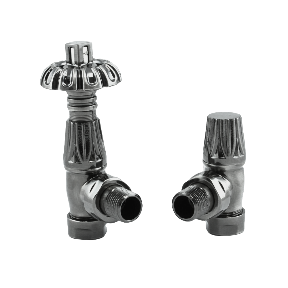 Traditional Westminster Thermostatic TRV Angled Radiator Rad Valves 1/2 ...