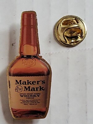 Makers Mark HAT,Lapel PIN of Whisky Bottle Kentucky Straight Burbon NEW ...