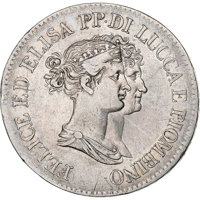 [#1210728] ITALIAN STATES, Felix and Elisa, 5 Franchi, 1808/7, Firenze ...