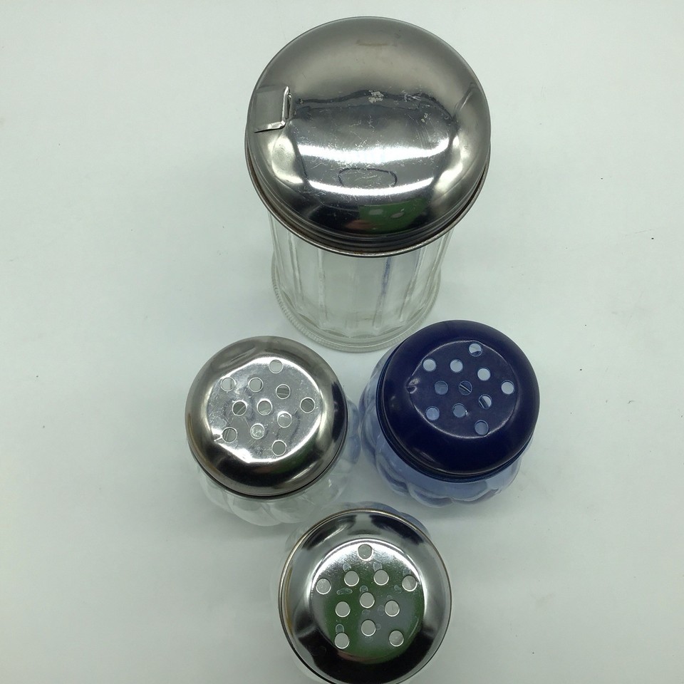 Vintage Shakers Sugar Parm Cheese Spices Glass Ribbed USA & Canada Lot ...