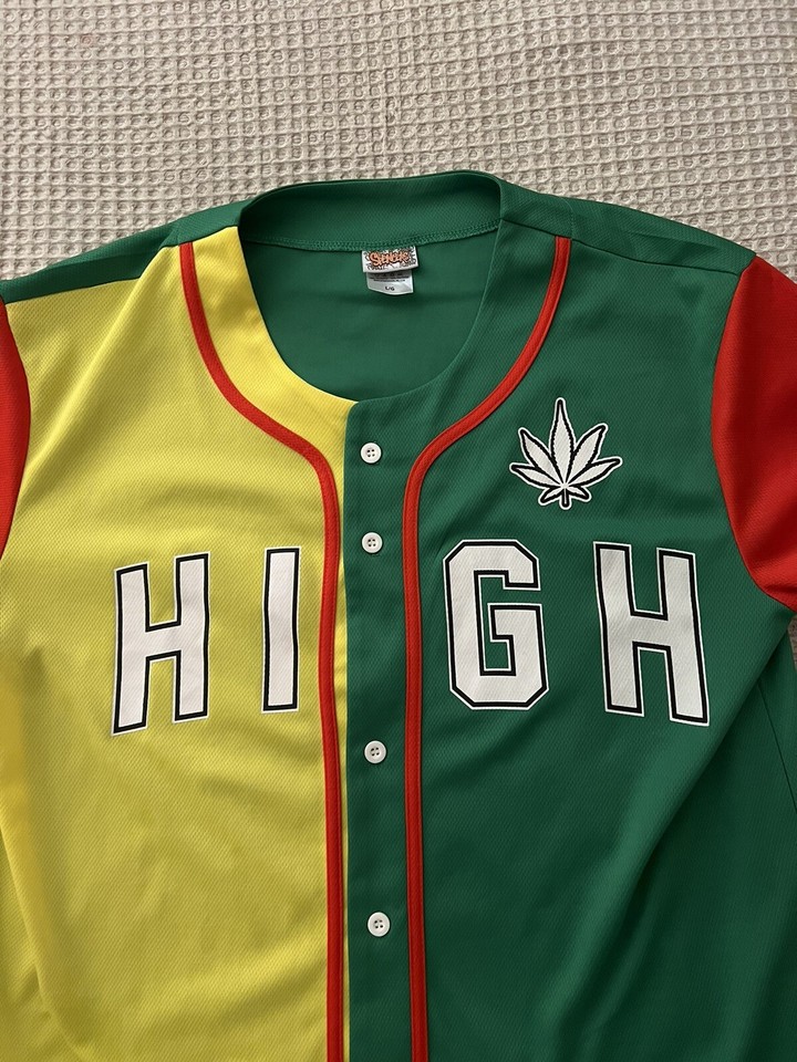 Spencers Mens HIGH Baseball Jersey Multicolor Rasta 420 size Large | eBay