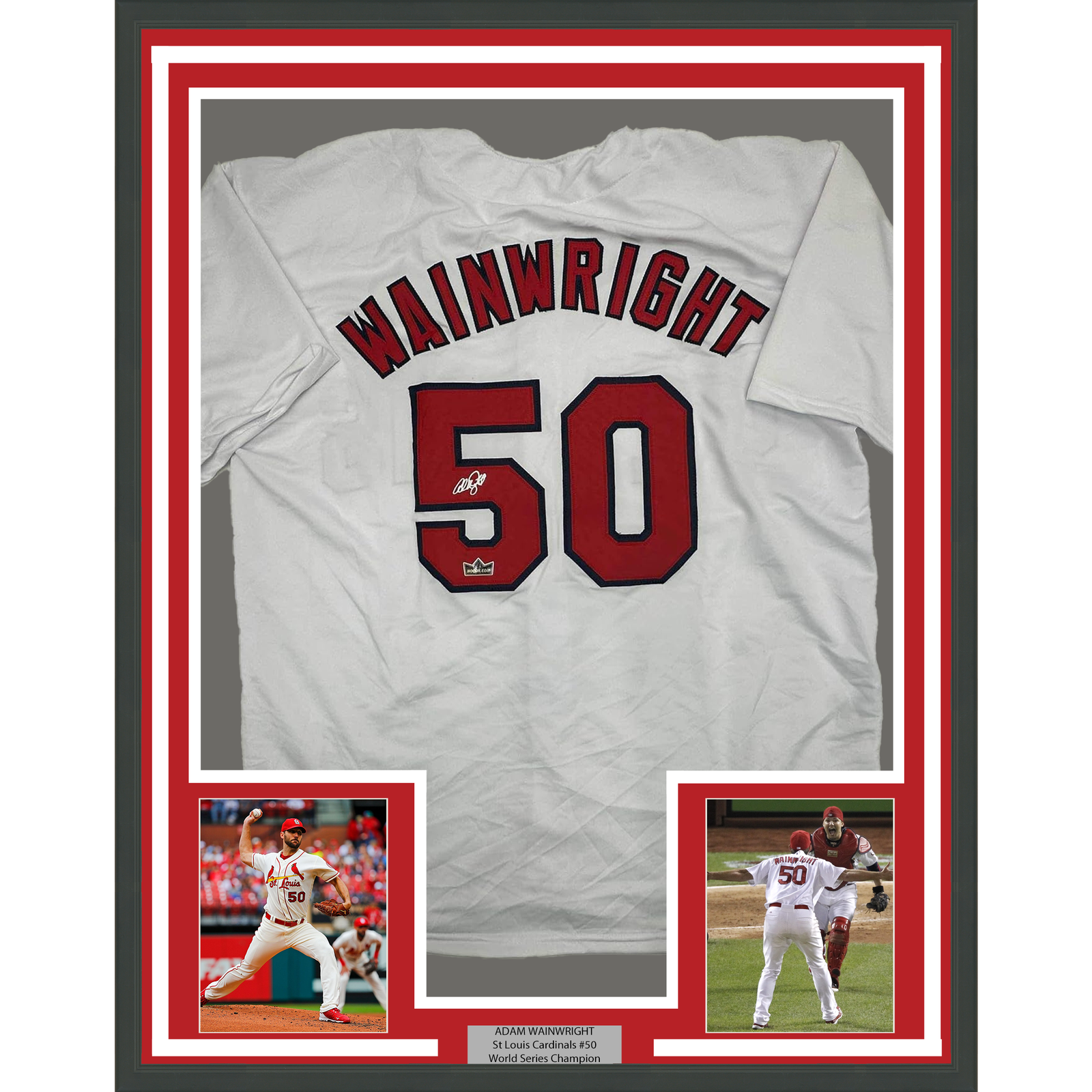Framed Facsimile Autographed Adam Wainwright 35x39 St Louis White ...