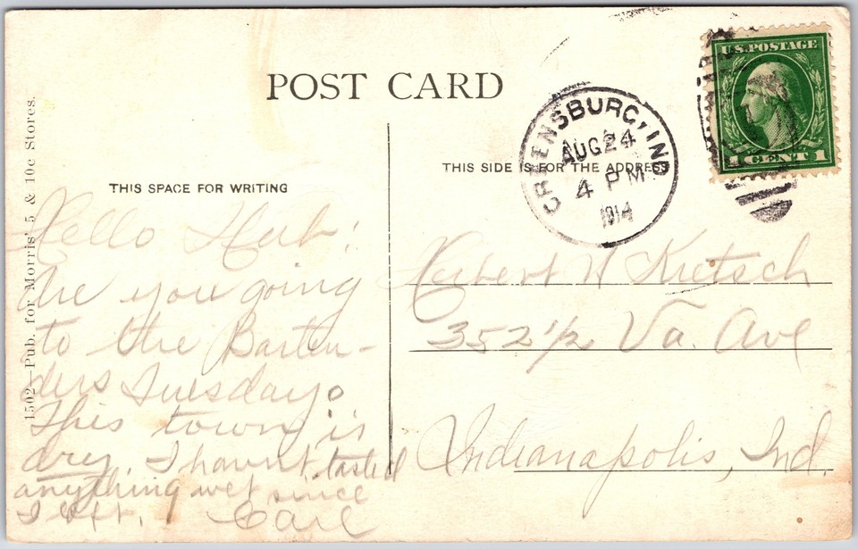 1914 Lone Tree Tower Courthouse Greensburg Indiana IN Posted Postcard ...