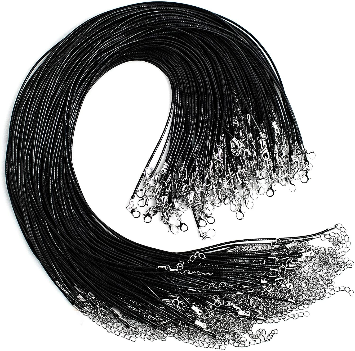 5, 10, 25 PCS 20" 1.5mm Leather Cord Chain Necklace Braided Wax Rope ...