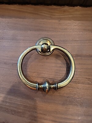 KBC Knocker Style Drop Bail Pull Handle & Backplate Aged Brass Vtg | eBay