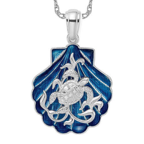 925 Sterling Silver Blue Shell Turtle Necklace | eBay
