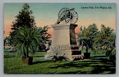 Lawton Park Military Hero Monument Fort Wayne Indiana Unposted Postcard ...