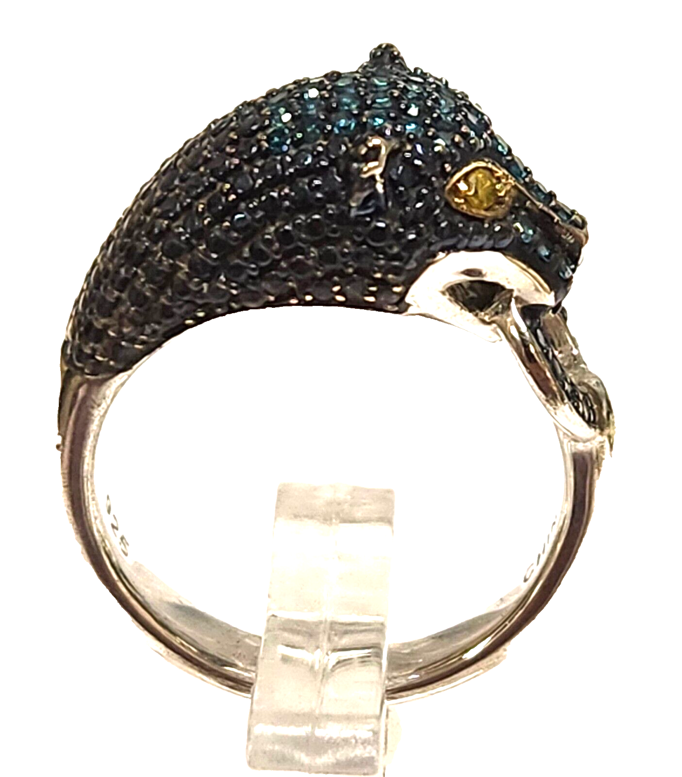 Affinity JS 925 Sterling Silver Blue Yellow Diamond Panther Jaguar Cat ...
