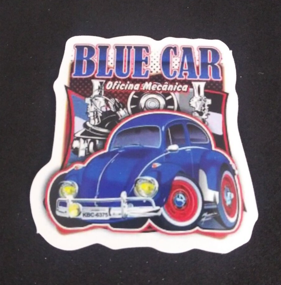Blue Car Oficina Mecanica Retro Cars Sticker 2 1/8" | eBay