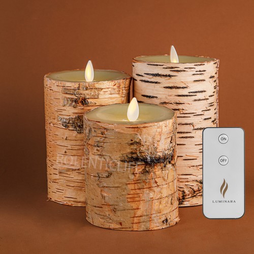 Luminara Flameless LED Birch Bark Candles Realistic Dancing Flame with ...