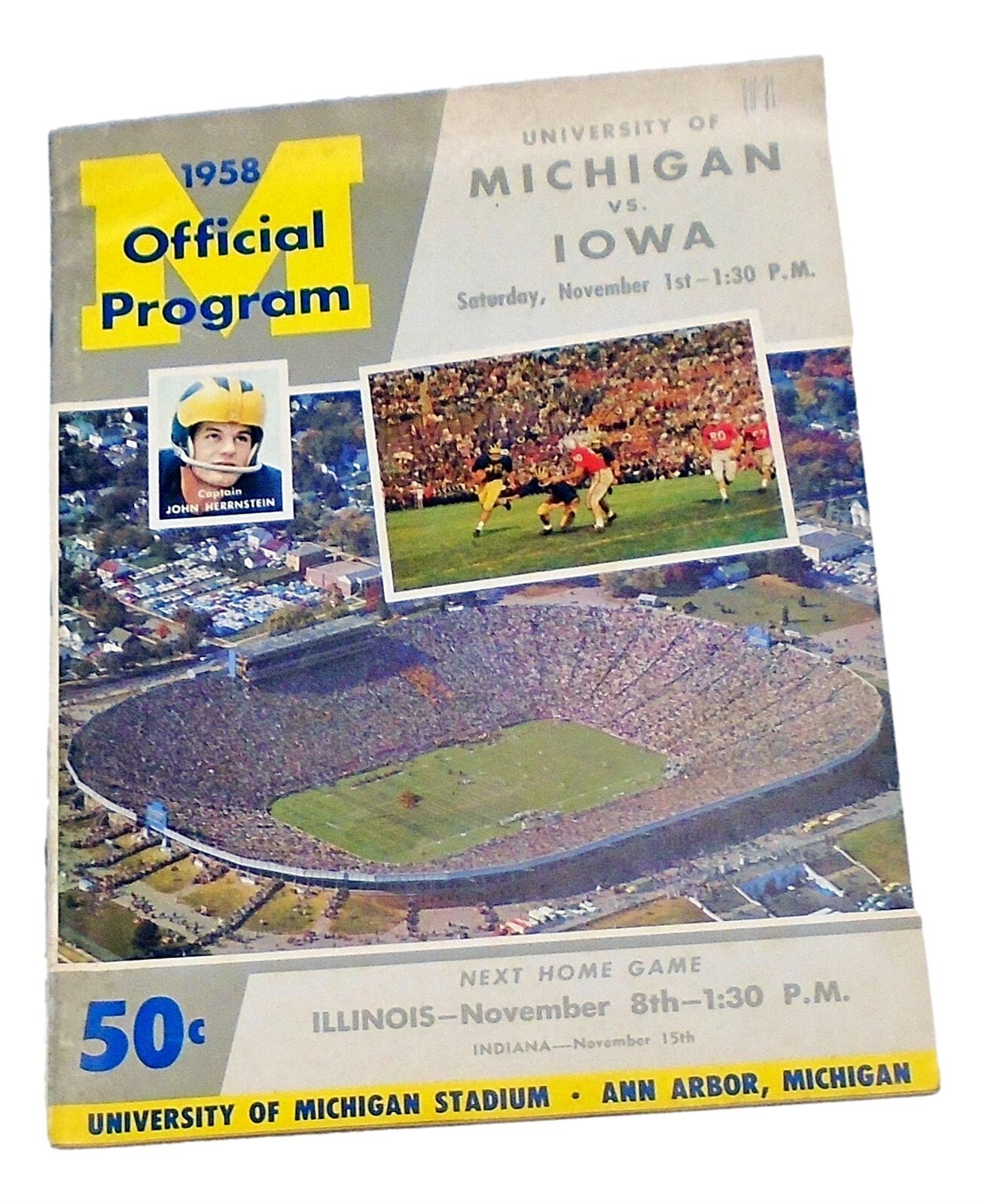 1958 Michigan v Iowa Football Program 11/1 John Herrnstein 89474 | eBay