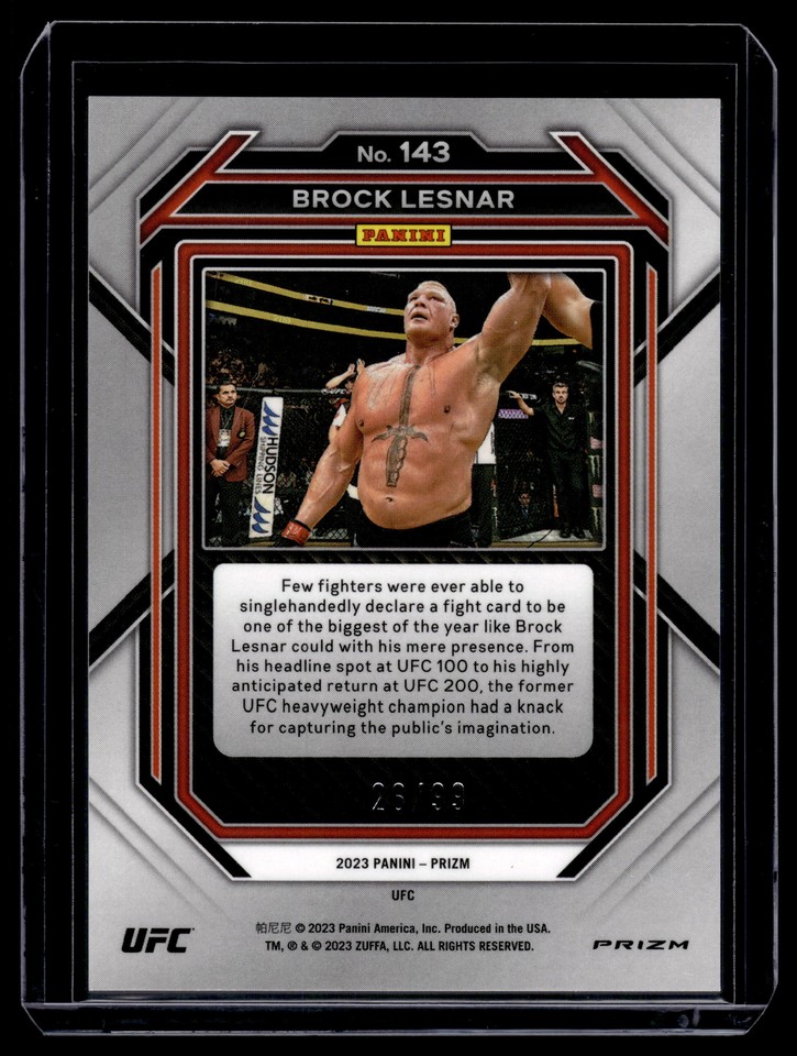 Brock Lesnar 2023 Panini Prizm UFC Premium Box Set Pandora Card 26/99 ...