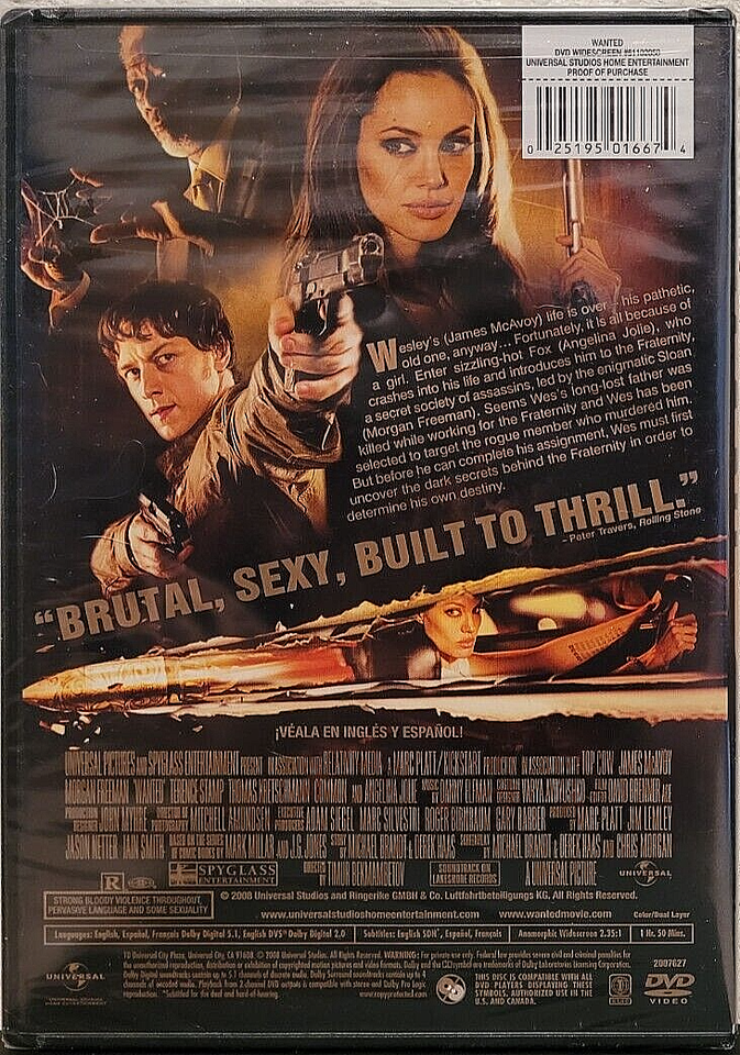 Wanted (DVD, 2008) Morgan Freeman, Angelina Jolie - Brand New, Sealed ...