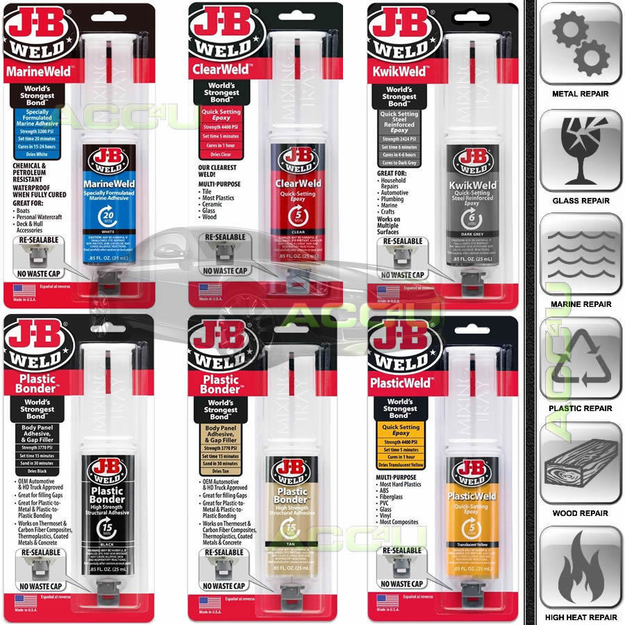 JB Weld Plastic Bonder Black Body Panel Adhesive & Gap Filler Epoxy ...