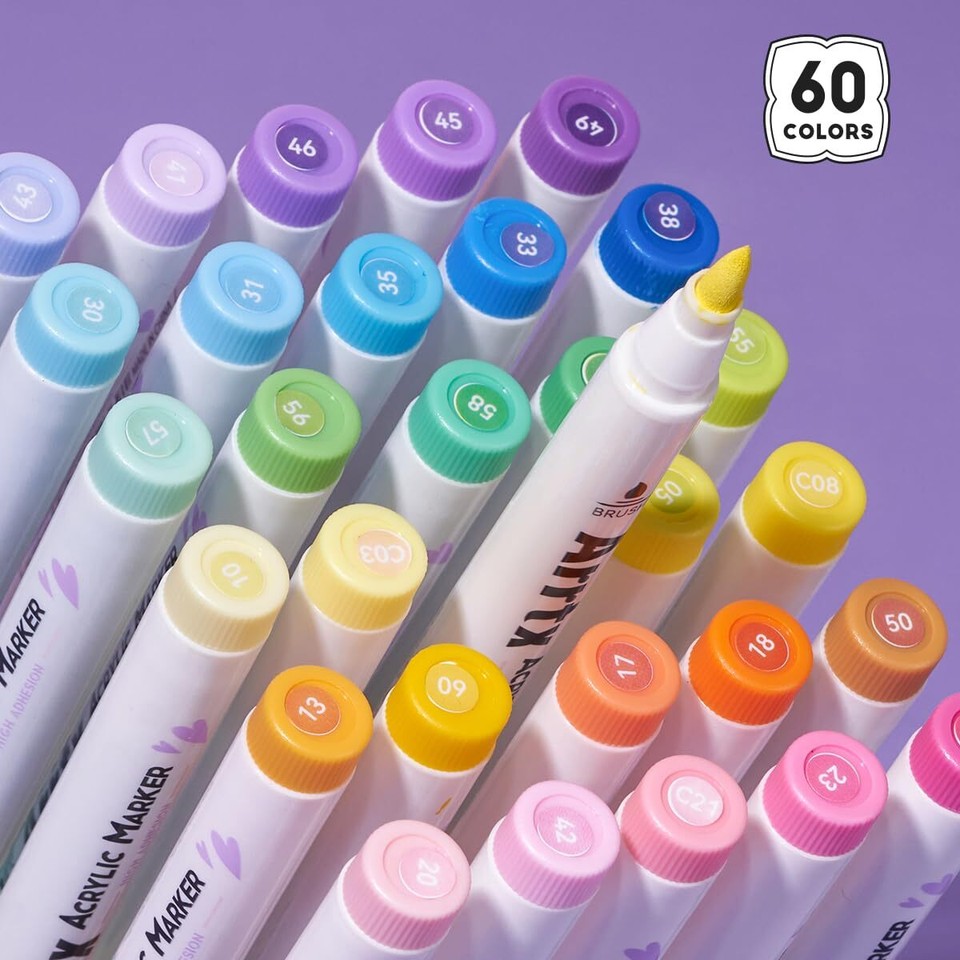 60 Colors Paint Markers Paint Pens, Acrylic Paint Pens for Artists ...