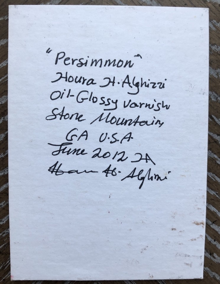 Houra H Alghizzi Persimmon Oil Painting 3.5” High x 2.5” Wide | eBay