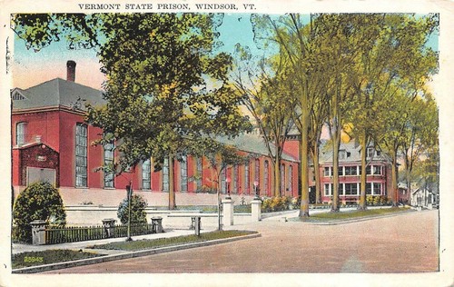 WINDSOR, VT Vermont STATE PRISON~Penitentiary Street & Trees c1920's ...