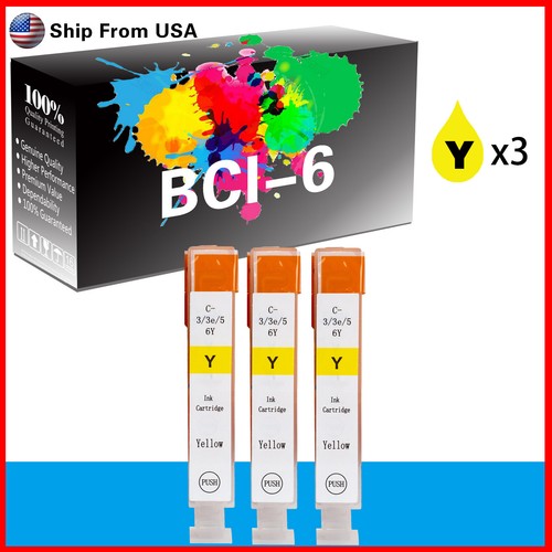 3PK Yellow BCI6 Ink Cartridge BCI-6 for PIXMA iP3000 iP4000 MP600 ...