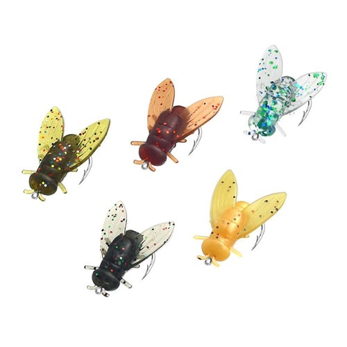 Soft Rubber Fly Fishing Lures Kit with Barbed Hooks for Bass Trout and ...