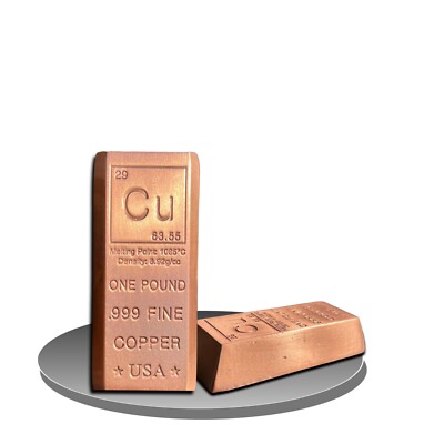 1 lb Copper Ingot/ .999 Fine Copper/ 16 oz Trapezoid Bullion Bar ...