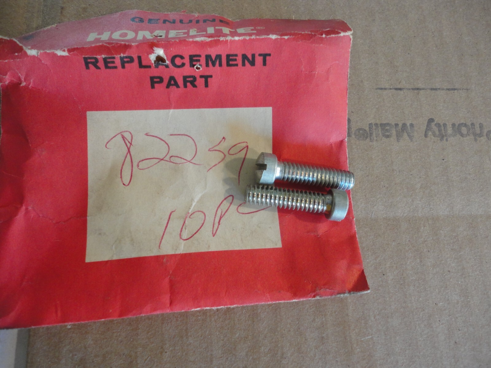 PKG. of 2 NEW HOMELITE HANDLE BAR SCREW 1/4 - 20X1 PN 82259 FITS SUPER ...