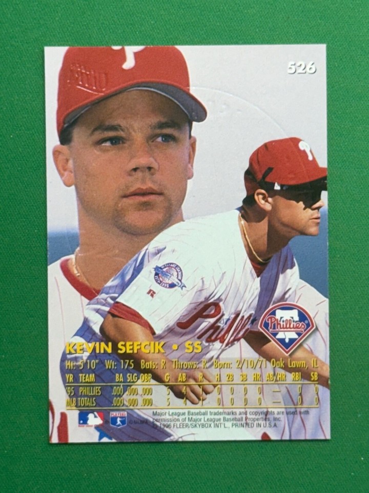 1996 Fleer Ultra Baseball Series 2 #526 Kevin Sefcik Gold Medallion ...