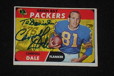 CARROLL DALE 1968 TOPPS SIGNED AUTOGRAPHED CARD #27 GREEN BAY PACKERS ...