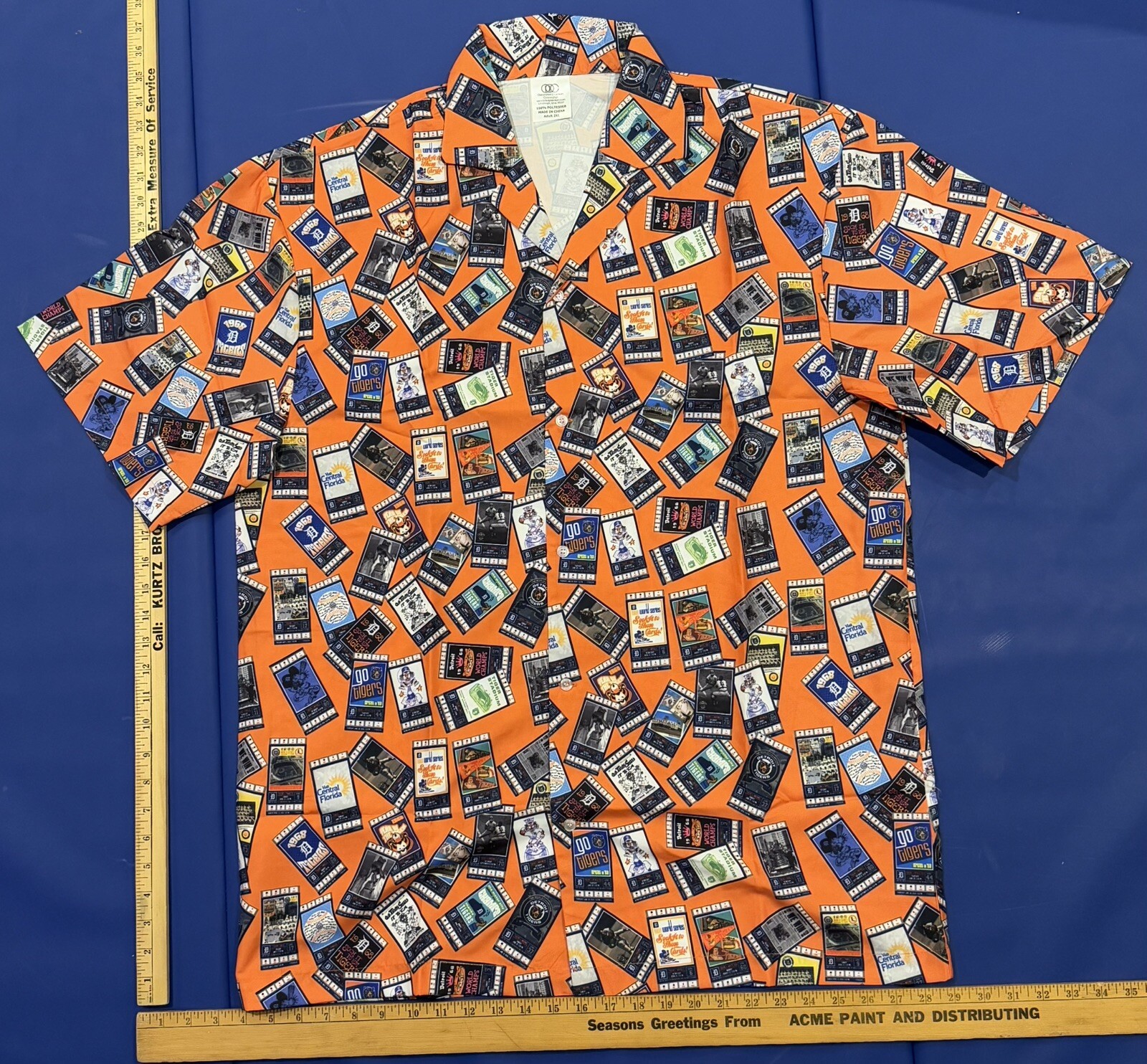 Detroit Tigers Hawaiian Shirt Men's Size 2XL Ticket Stub Print Button ...