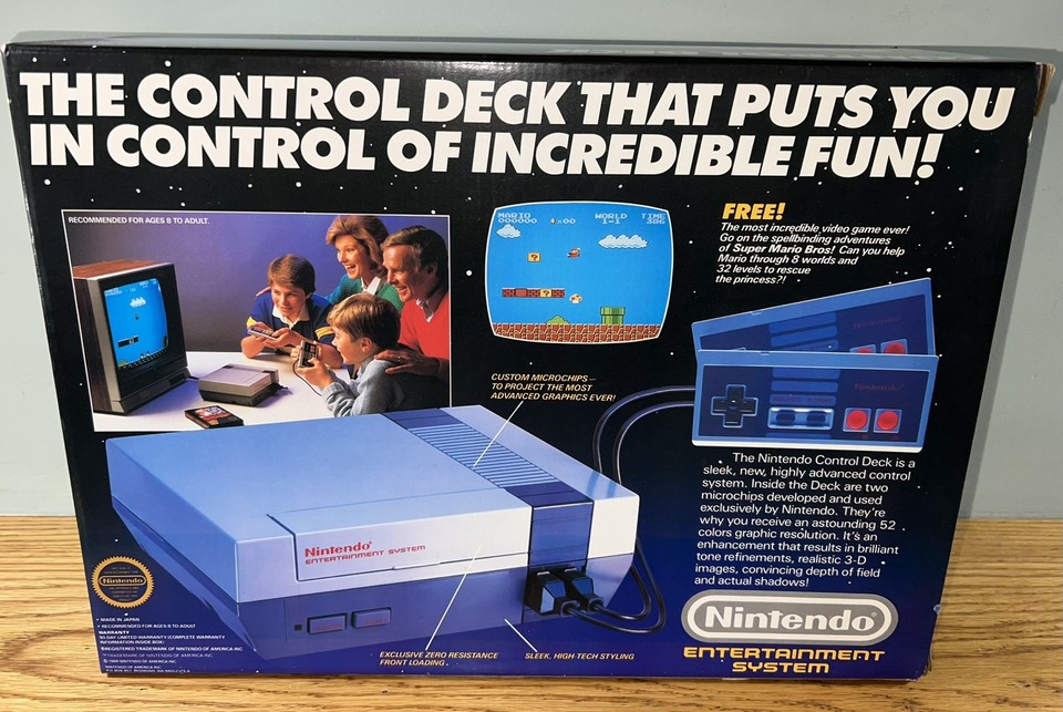 1986 Nintendo EARLY NES CONTROL DECK EMTPY RETAIL BOX ONLY Super MARIO ...
