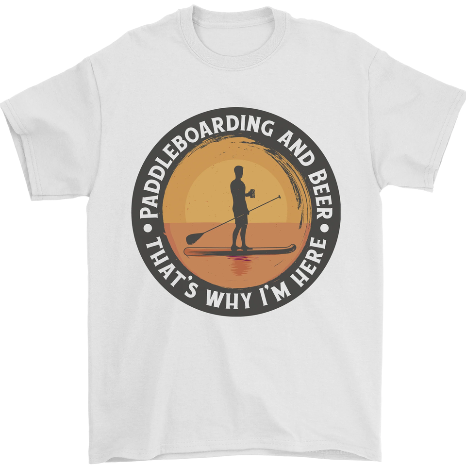 Paddleboarding & Beer Funny Paddleboard Mens T-Shirt 100% Cotton | eBay