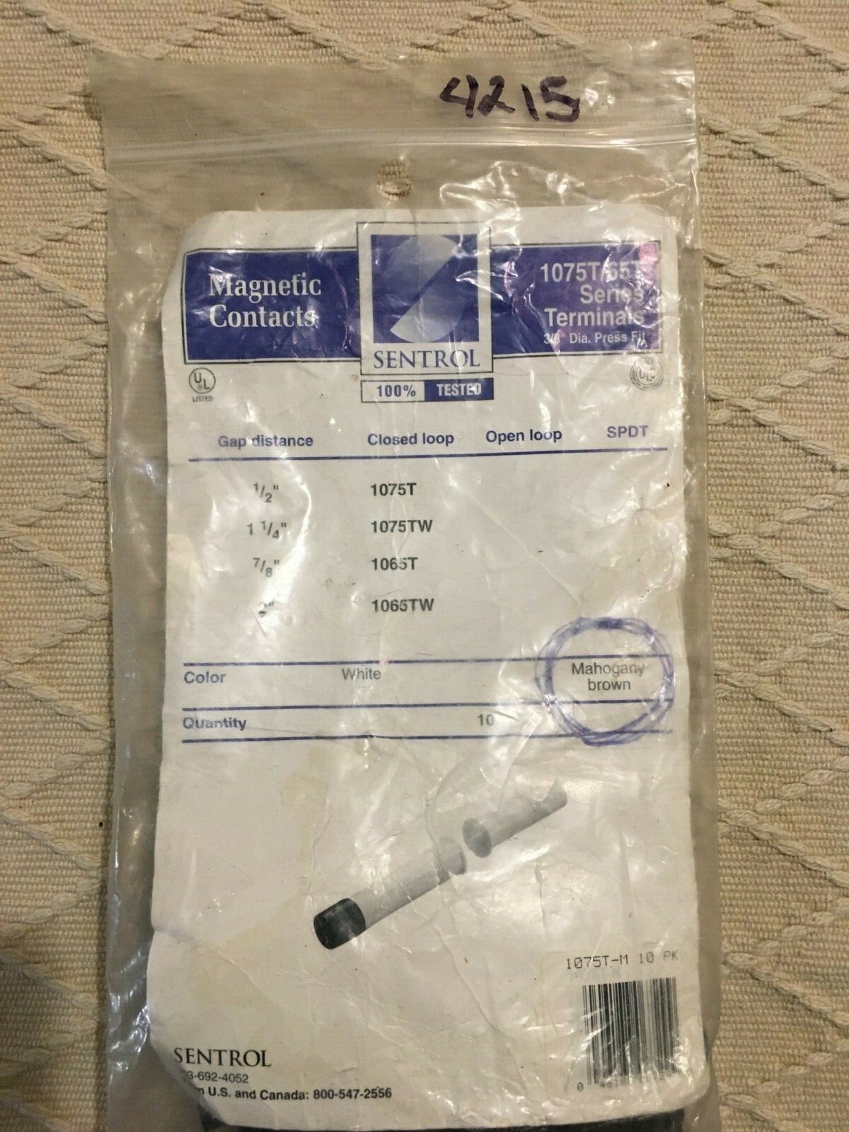 NEW LOT OF 10 SENTROL 1075T-M BROWN 3/8'' MAGNETIC CONTACTS | eBay