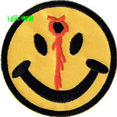 SMILEY FACE BULLET HOLE PATCH GUN SHOT biker motorcycle vest have a bad ...