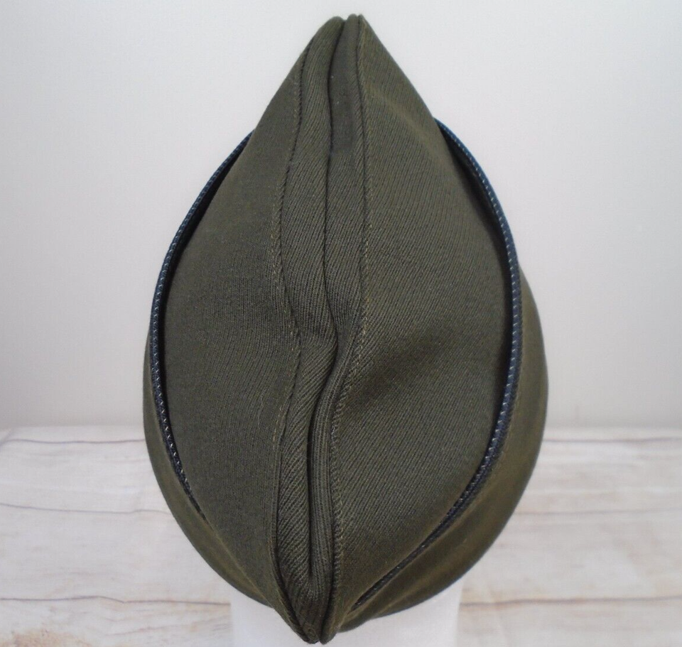 Vintage Dark OD Green Officer Garrison Cap Black & Gold Piping Cinema ...