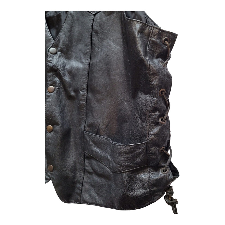 In Step Leather Motorcycle Biker Vest Embroidered Buffalo - USA ...