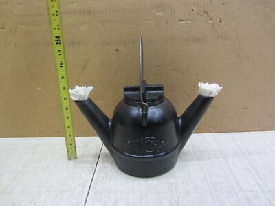 VTG CAST IRON TORCH SMUDGE POT YELLOW DOG W WICK REID OIL FIELD ENGINE ...