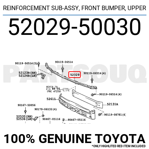 5202950030 Genuine Toyota REINFORCEMENT SUB-ASSY, FRONT BUMPER, UPPER ...