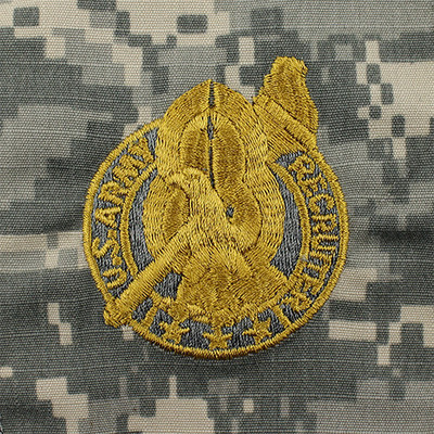 US ARMY ACU CAMO SHIRT GOLD RECRUITER IDENTIFICATION BADGE SEW ON PATCH ...