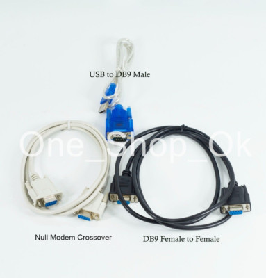 USB to DB9 Male + DB9 Female to Female + Null modem Crossover Console ...