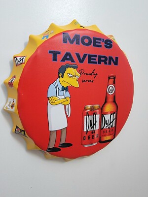 RARE Simpsons Moe’s Tavern Metal Sign Duff Beer Mancave Beer Sign | eBay