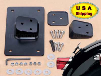 3 Hole Laydown License Plate Bracket Kit For Harley Dyna Heritage ...