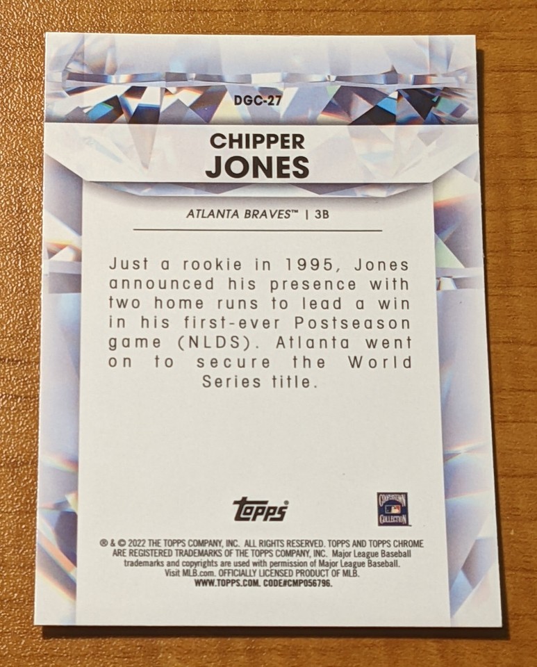 Chipper Jones 2022 Topps Chrome Update Diamond Greats #DGC-27 Atlanta ...