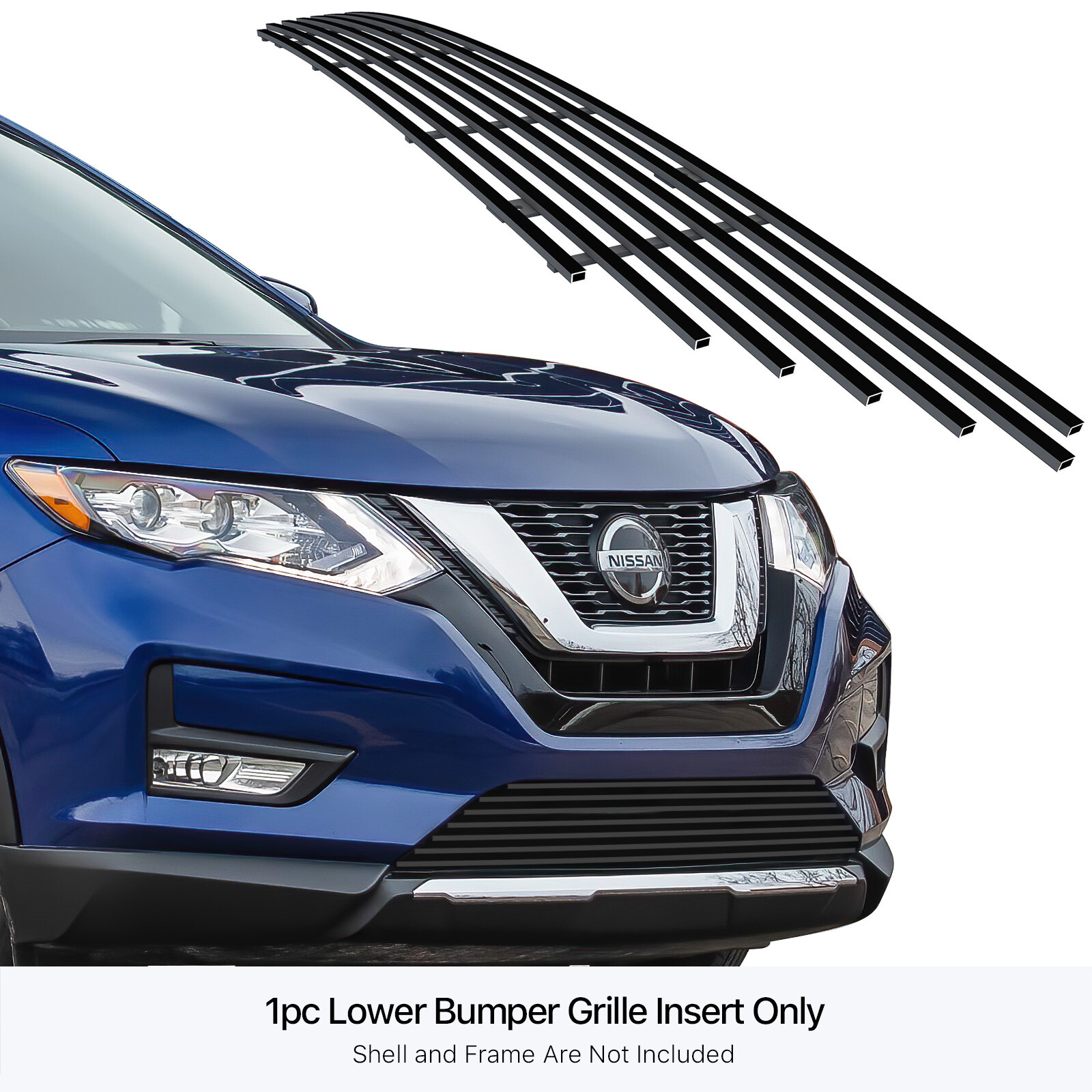 For 2017-2020 Nissan Rogue Bumper Stainless Steel Black Billet Grille ...