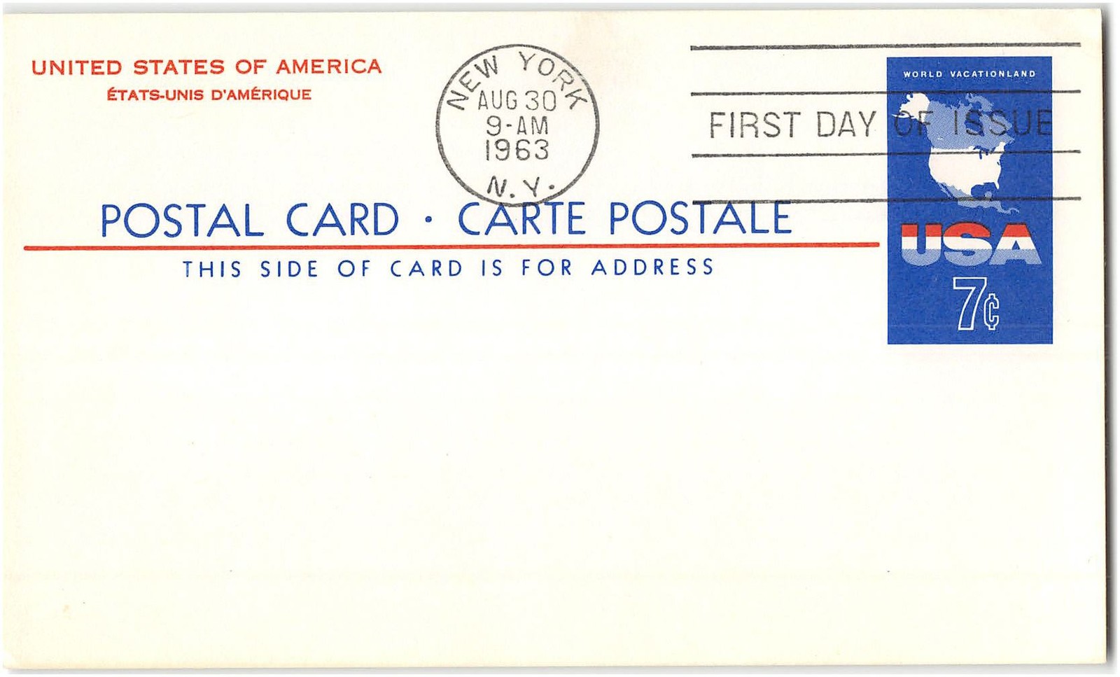 US #UX49 First Day cancel, 1963, Postal card, 7c USA Map | eBay